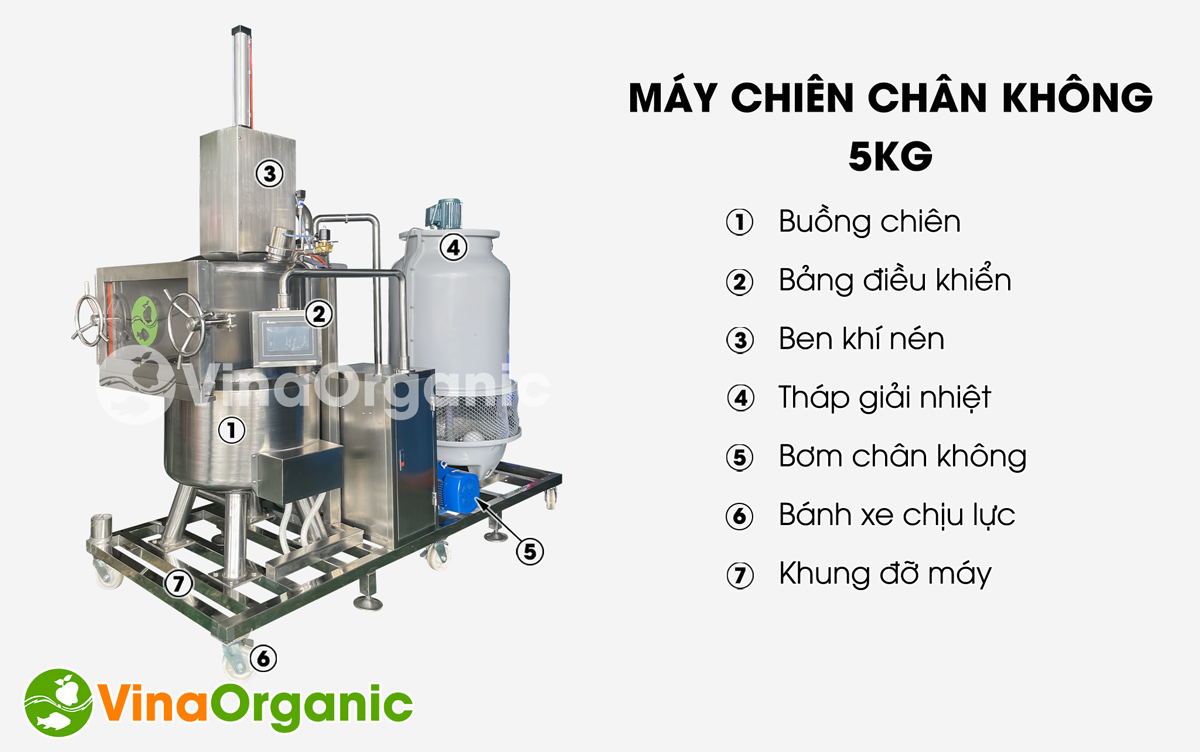 MC005 - Máy chiên chân không 5kg, chiên khoai lang que, củ sen