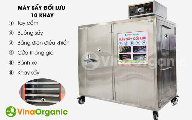 MS1046 - Máy sấy đối lưu 10 khay sấy trái cây năng suất cao