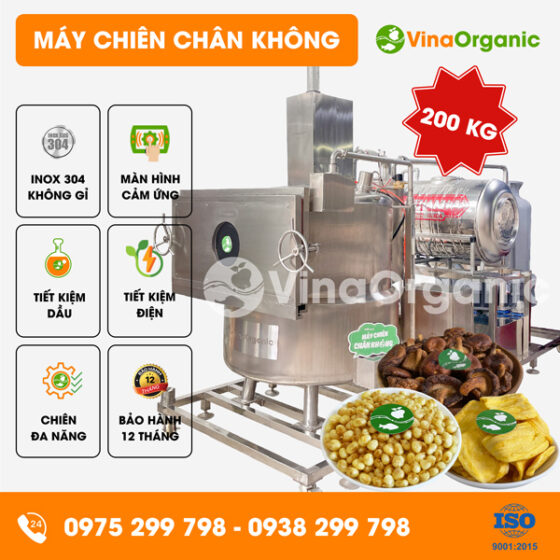 MC200 - Máy chiên chân không 200kg, chiên ngô nếp, mít, nấm