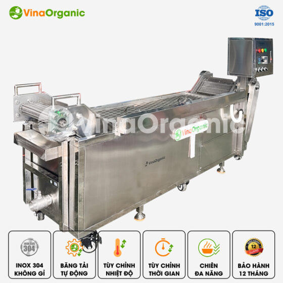 MCBT100 - Máy chiên băng tải 100L, chiên chả lươn, đậu phộng