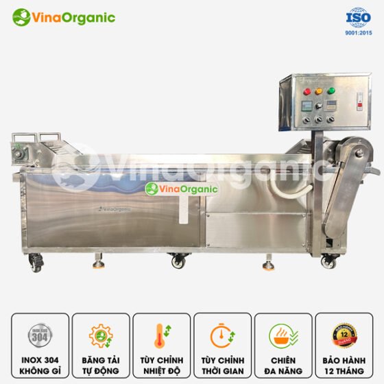 MCBT100 - Máy chiên băng tải 100L, chiên chả lươn, đậu phộng